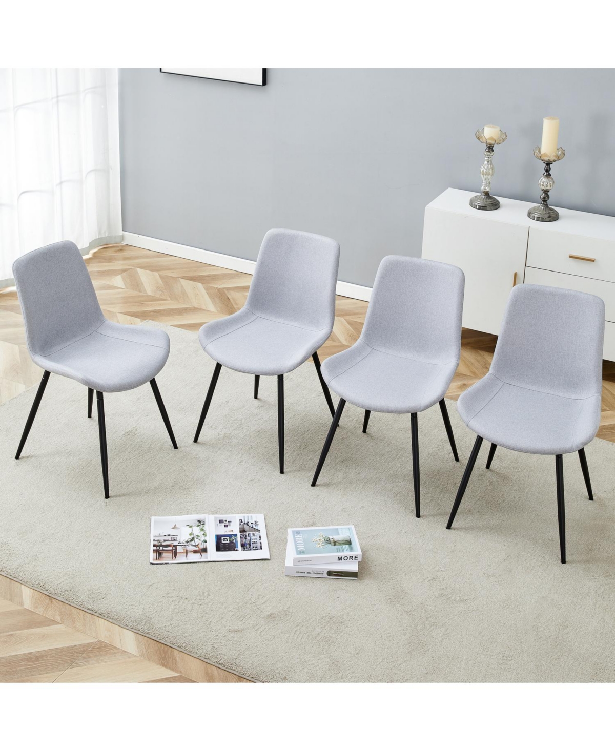 Click here for Streamdale Furniture Set of 4 Comfortable Linen Ch... prices