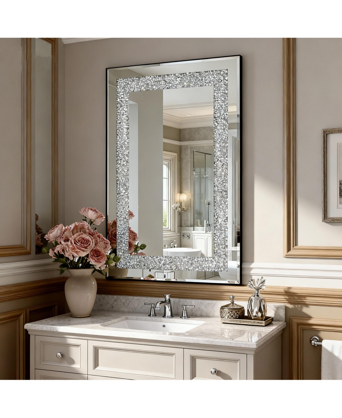 Click here for Busdays Crystal Crush Diamond Silver Mirror  36x24... prices
