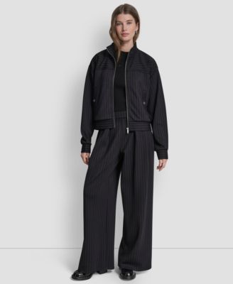 Click here for Dkny Womens Full Zip Pinstripe Track Jacket Straig... prices