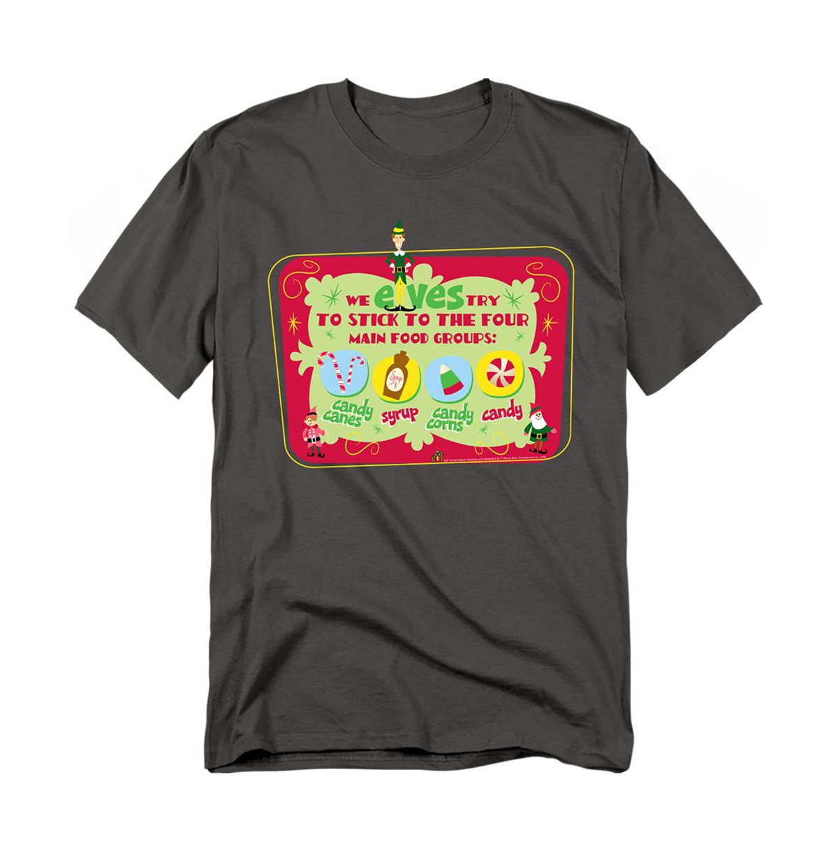 Click here for Elf Mens Four Main Food Groups T Shirt - Charcoal prices