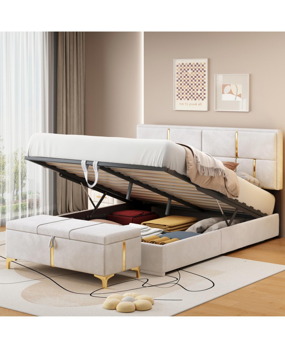 Click here for Streamdale Furniture Queen Bedframe with Storage a... prices