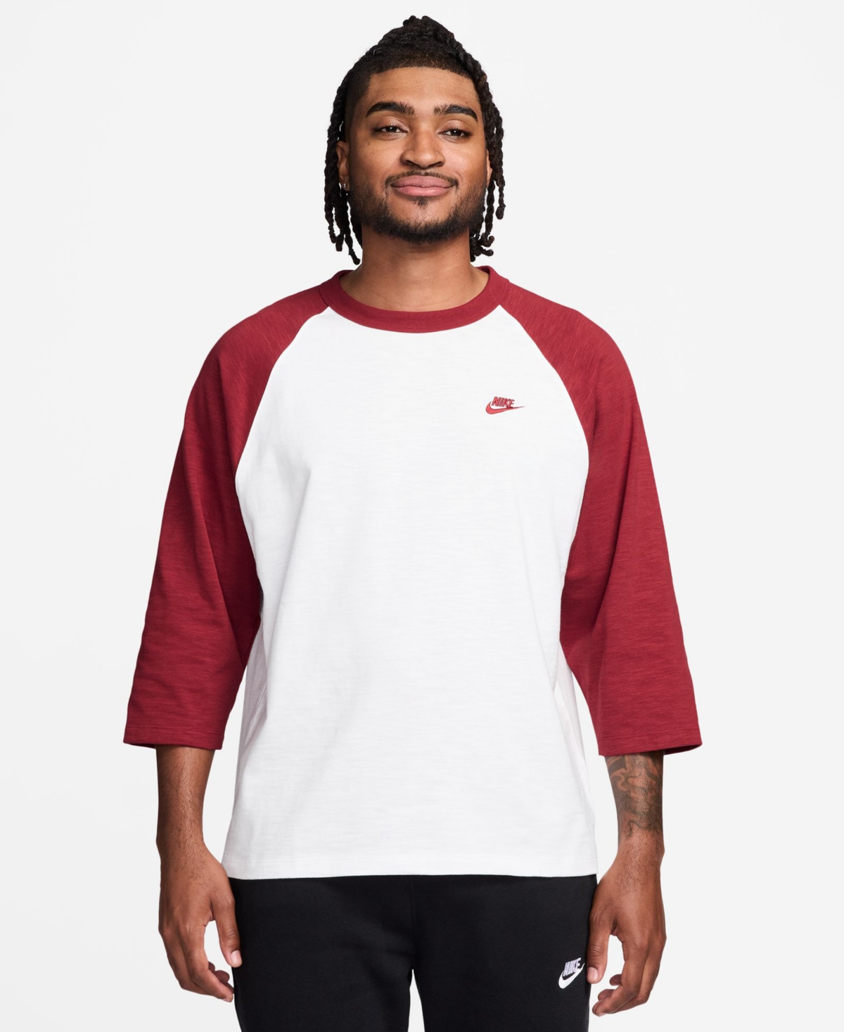 Click here for Nike Mens Crewneck Raglan Sleeves Top - Team Crims... prices
