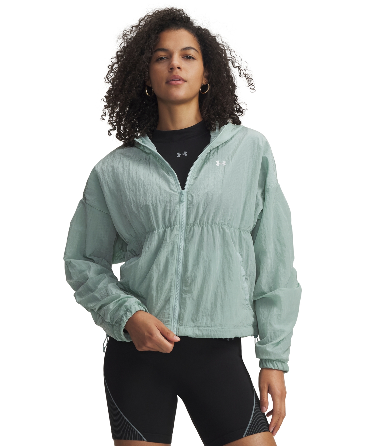 Under Armour Womens Rival Woven Bungee Full-Zip Jacket - Enamel Blue/White