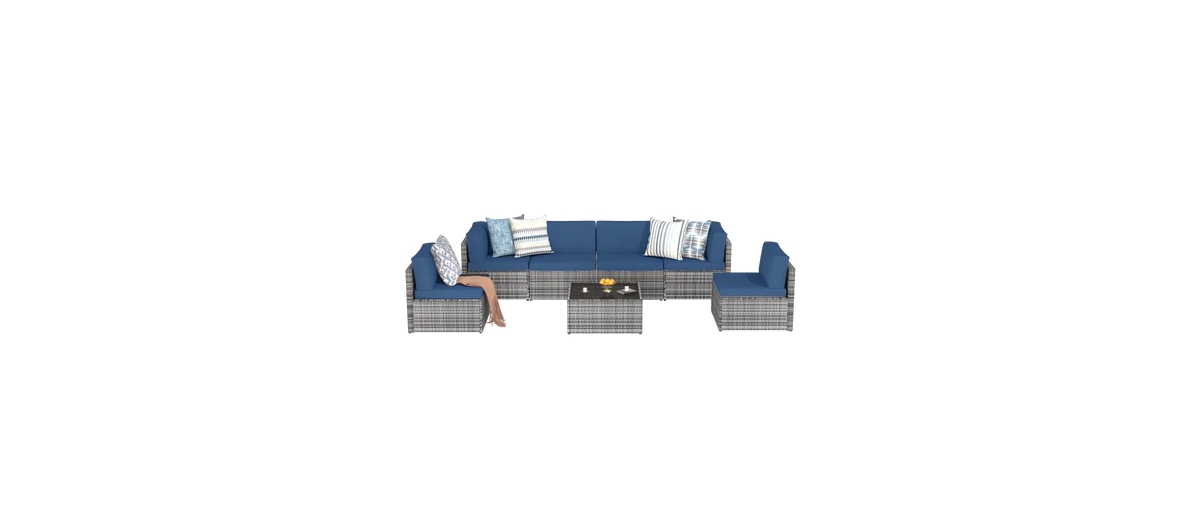 Click here for Aecojoy 7 Piece Outdoor Patio Furniture Set - Blue prices