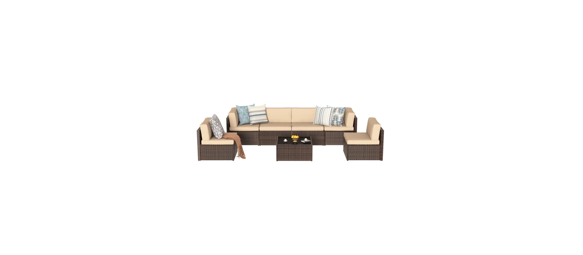 Click here for Aecojoy 7 Piece Outdoor Patio Furniture Set - Beig... prices