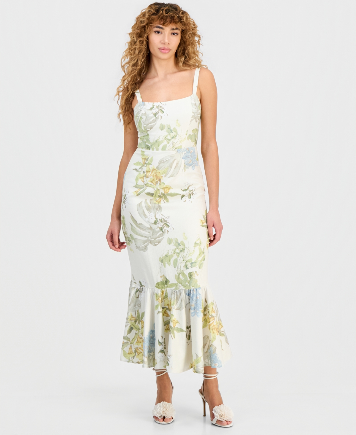 Click here for Guess Womens Rory Ruffled Hem Dress - Garden Lilie... prices