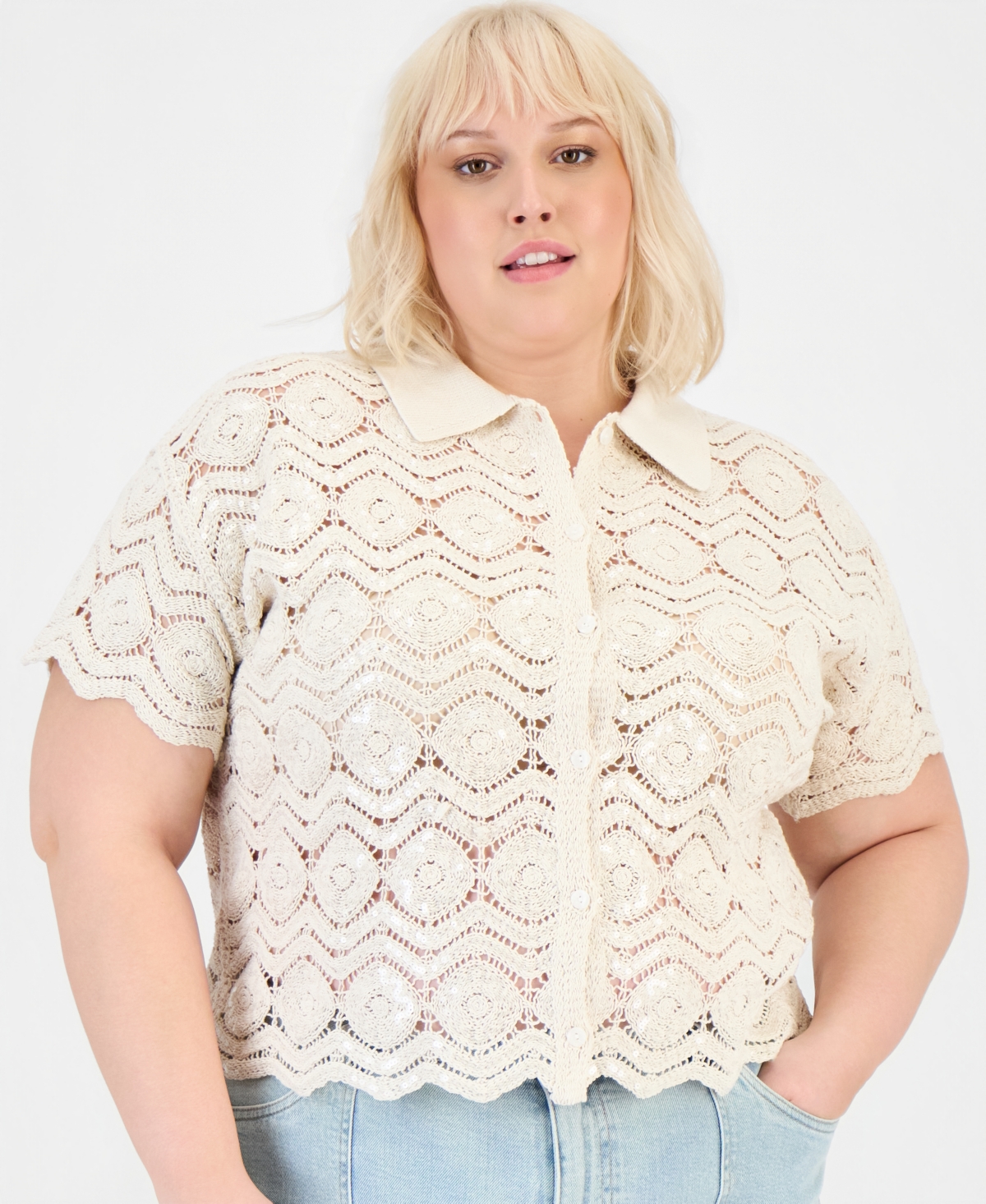 Click here for And Now This Trendy Plus Size Cotton Crochet Camp... prices