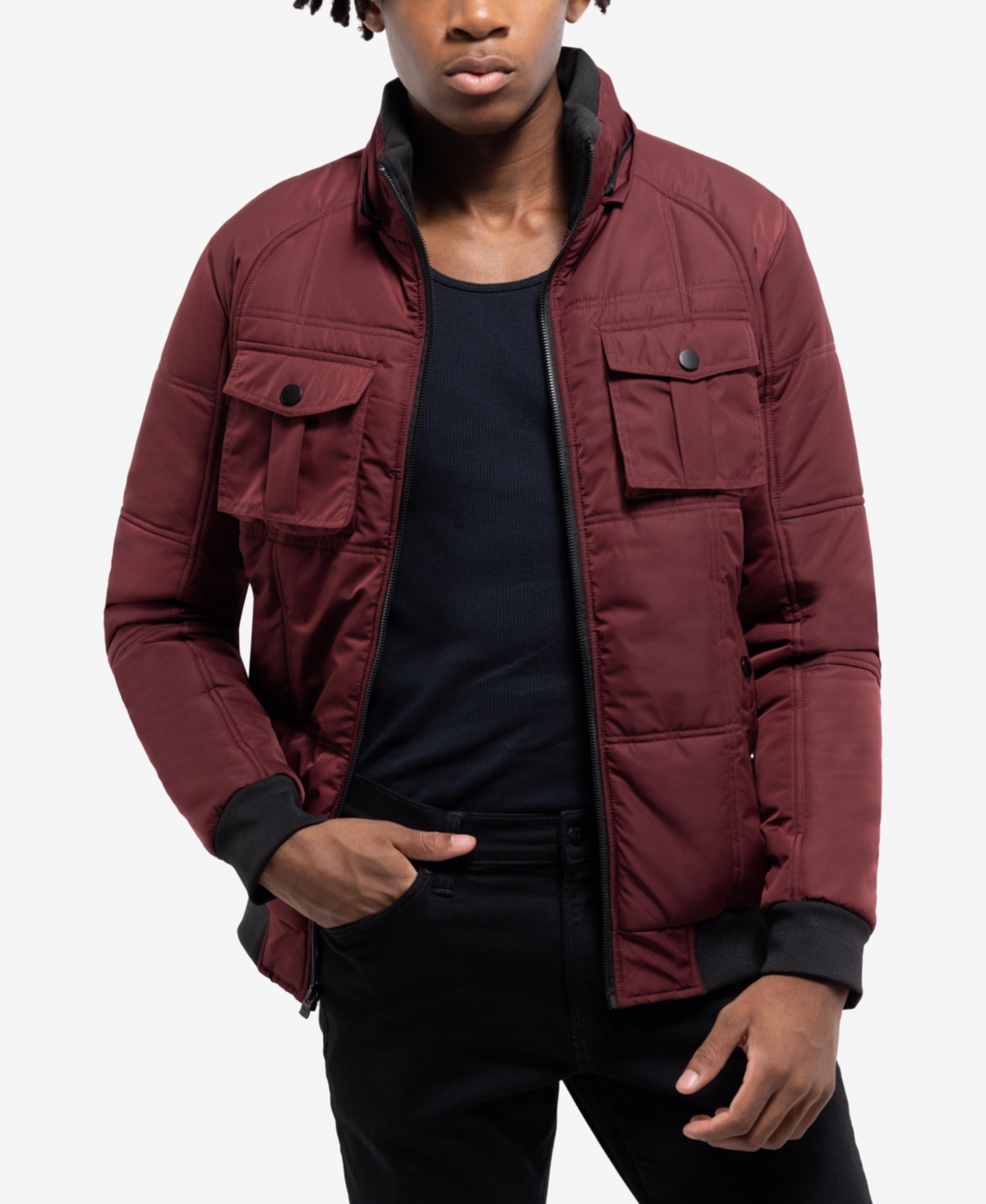 Click here for Xray Mens Hooded Puffer Jacket With Patch Chest Po... prices