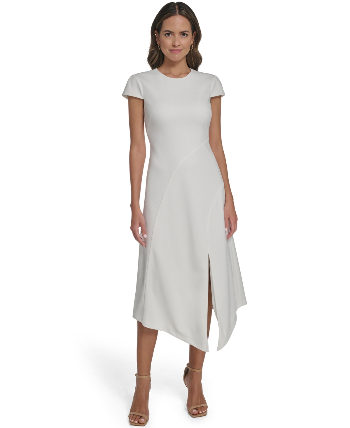 Click here for Vince Camuto Womens Scuba Crepe Asymmetric Crewnec... prices