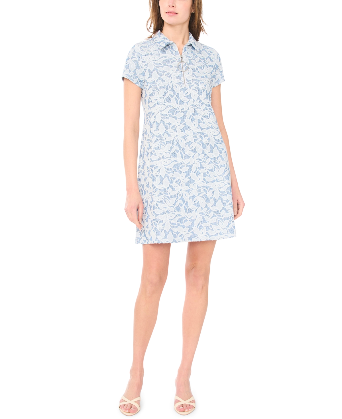 Click here for Msk Womens Cap-Sleeve Collared Swing Dress - Denim prices