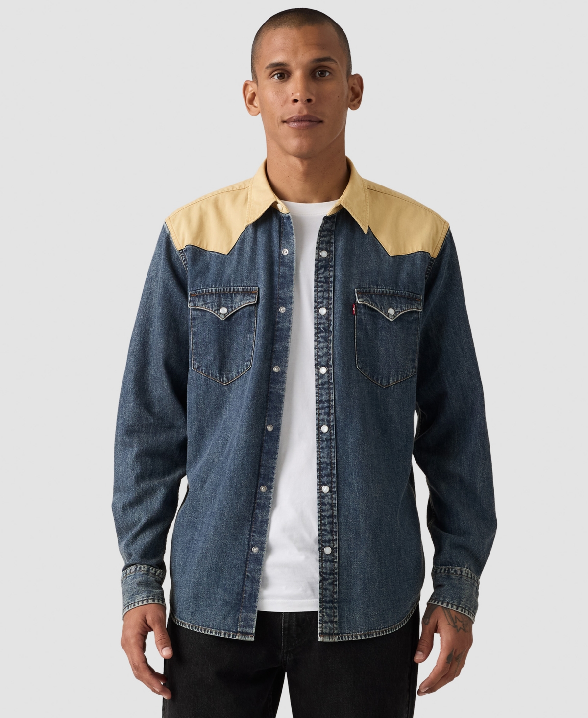 Click here for Levis Mens Classic Standard Fit Western Shirt - Bl... prices