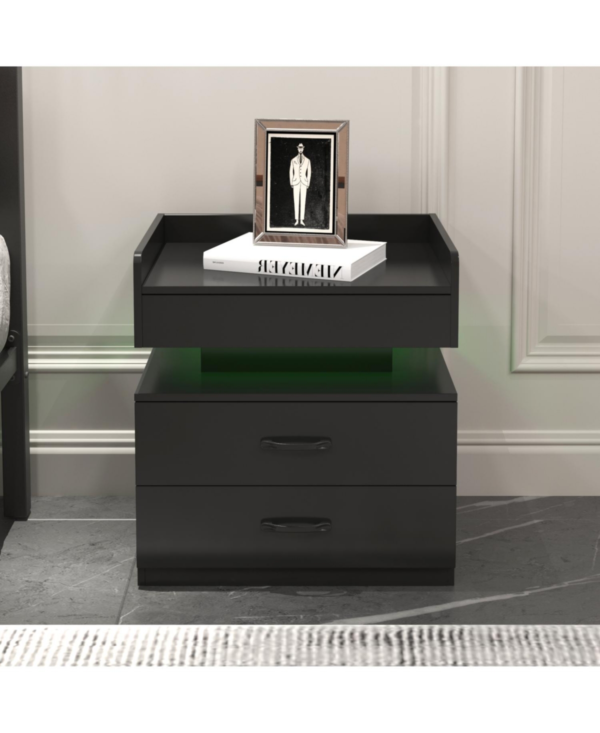 Click here for Streamdale Furniture Led Nightstand with 2 Drawers... prices