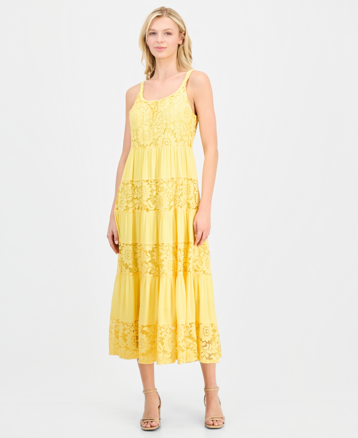 Click here for Robbie Bee Womens Sleeveless Tiered Midi Dress - Y... prices