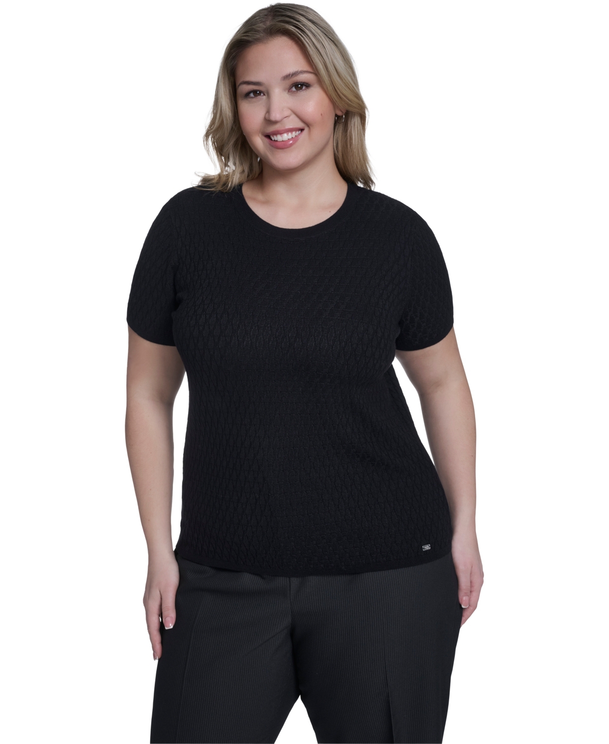 Click here for Calvin Klein Plus Size Short-Sleeve Crew Neck Swea... prices