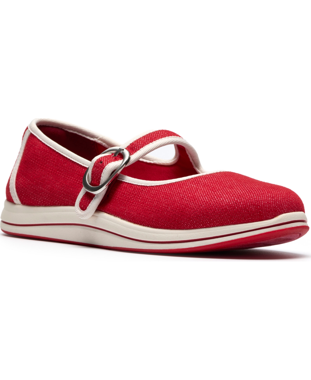 Click here for Clarks Womens Breeze Janey Round Toe Flats - Red prices