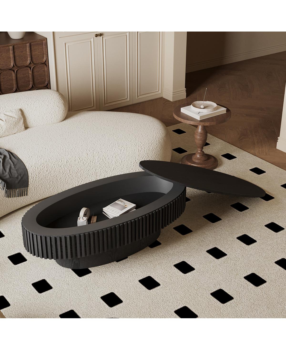 Click here for Streamdale Furniture 47" Oval Black Wood Vene... prices