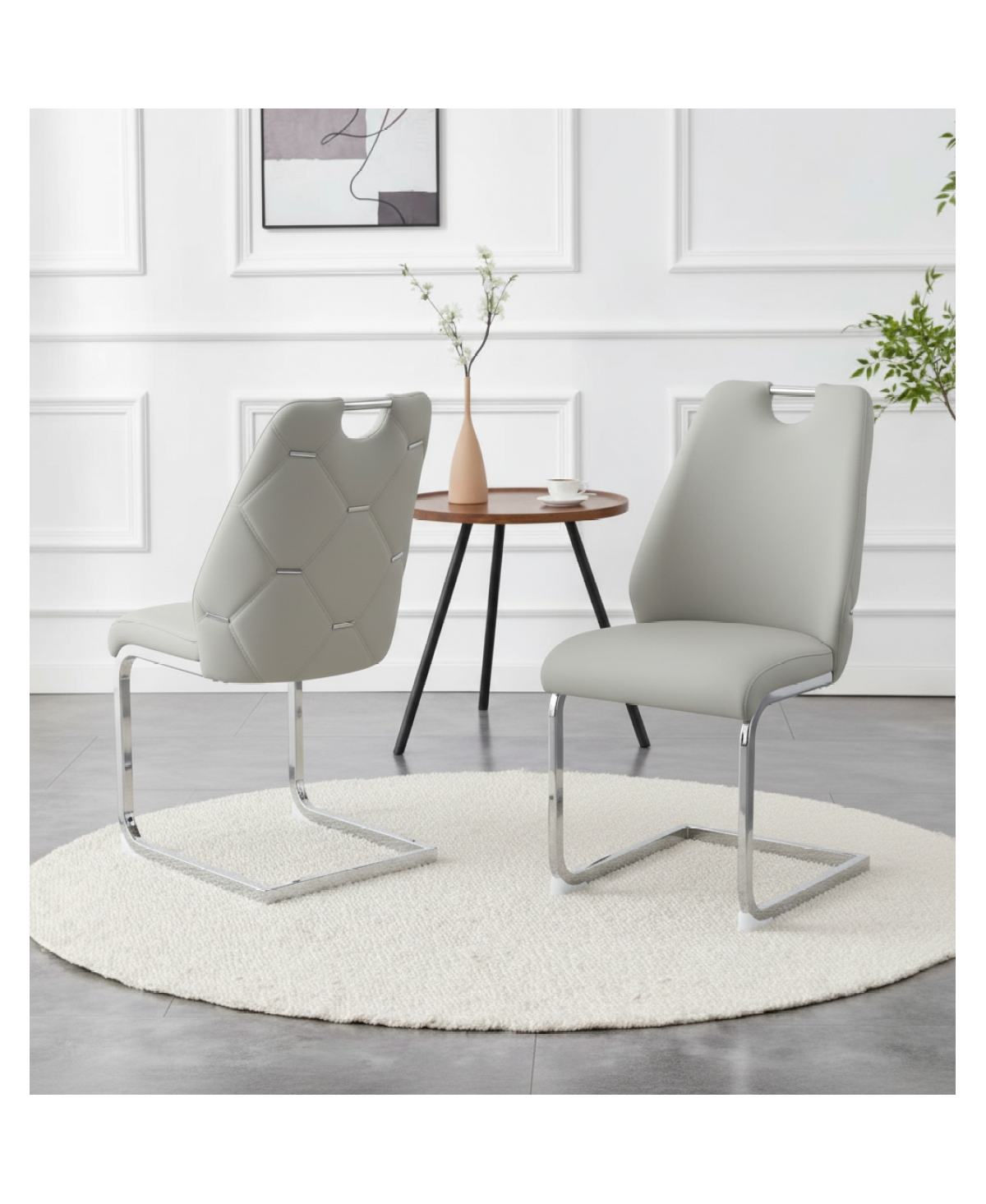 Click here for Streamdale Furniture Light Gray Faux Leather Dinin... prices