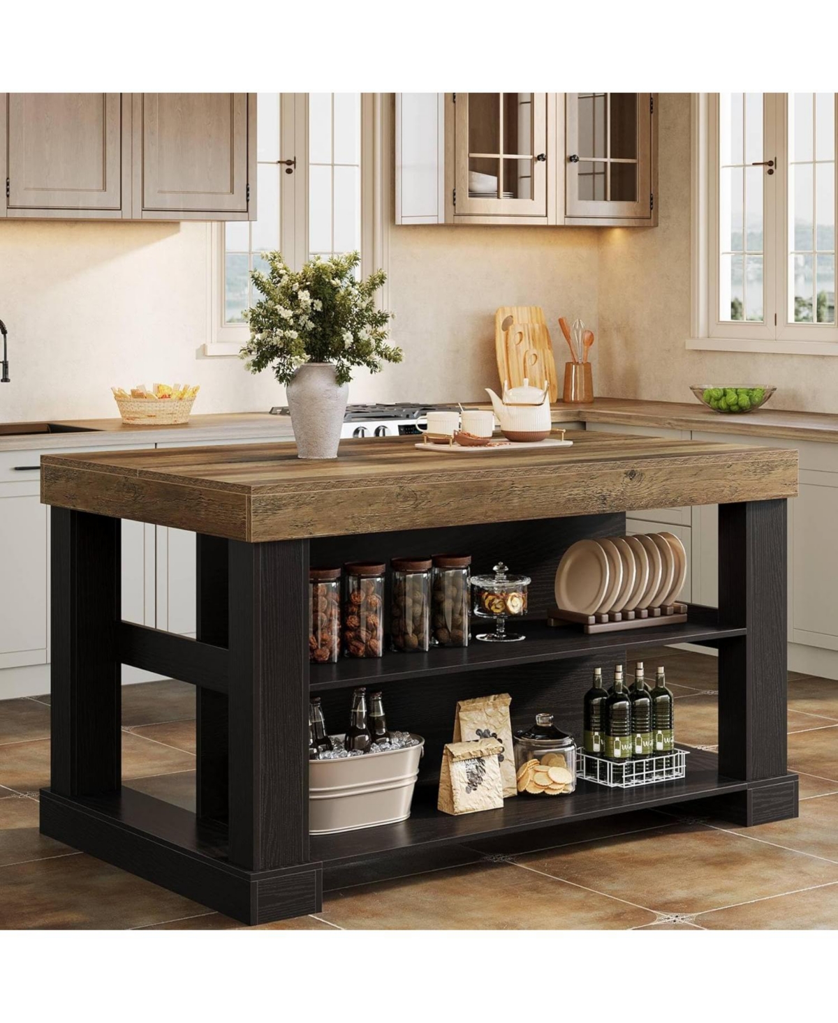 Click here for Tribesigns Kitchen Island with 3 Shelves  55 Inche... prices