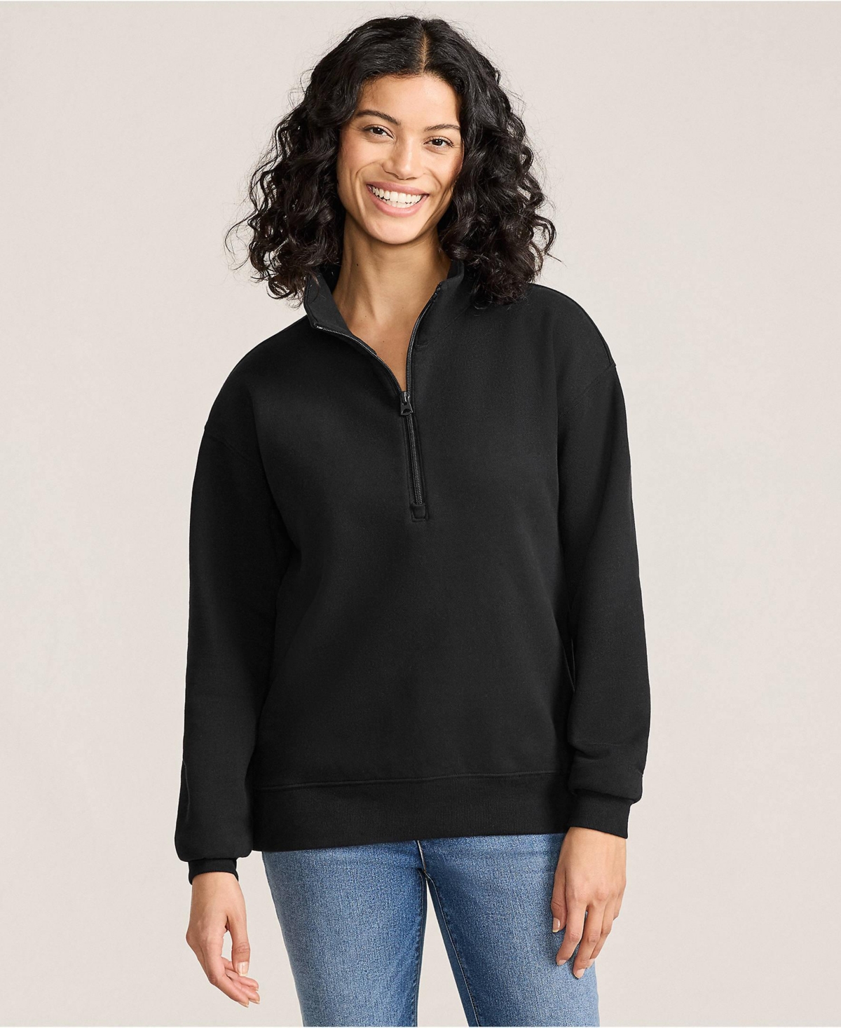 Click here for Lands End Womens Serious Sweats Relaxed Quarter Zi... prices