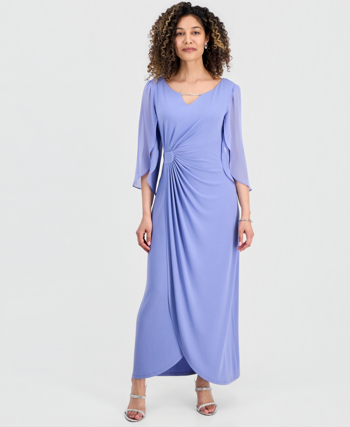 Click here for Connected Petite 3/4-Sleeve Gathered Gown - Periwi... prices