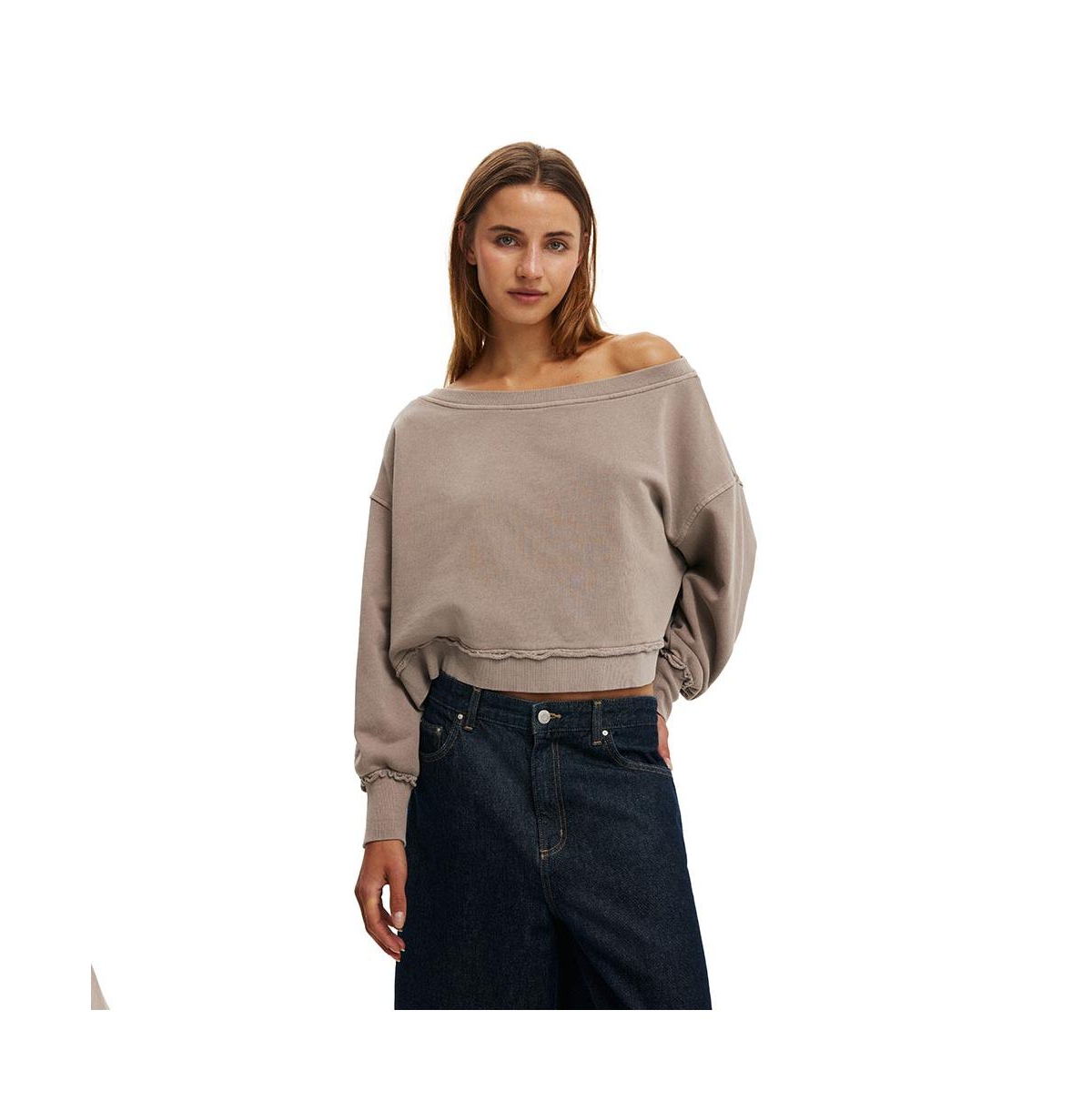 Click here for Cotton On Womens Off Shoulder Sweatshirt - Washed... prices