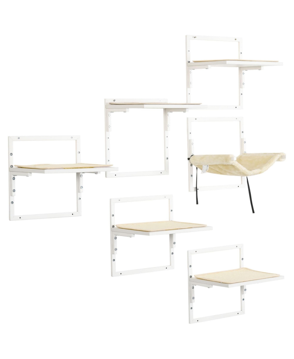 Click here for Zeus & Ruta 6-Piece Cream Modern Cat Wall Shelves... prices