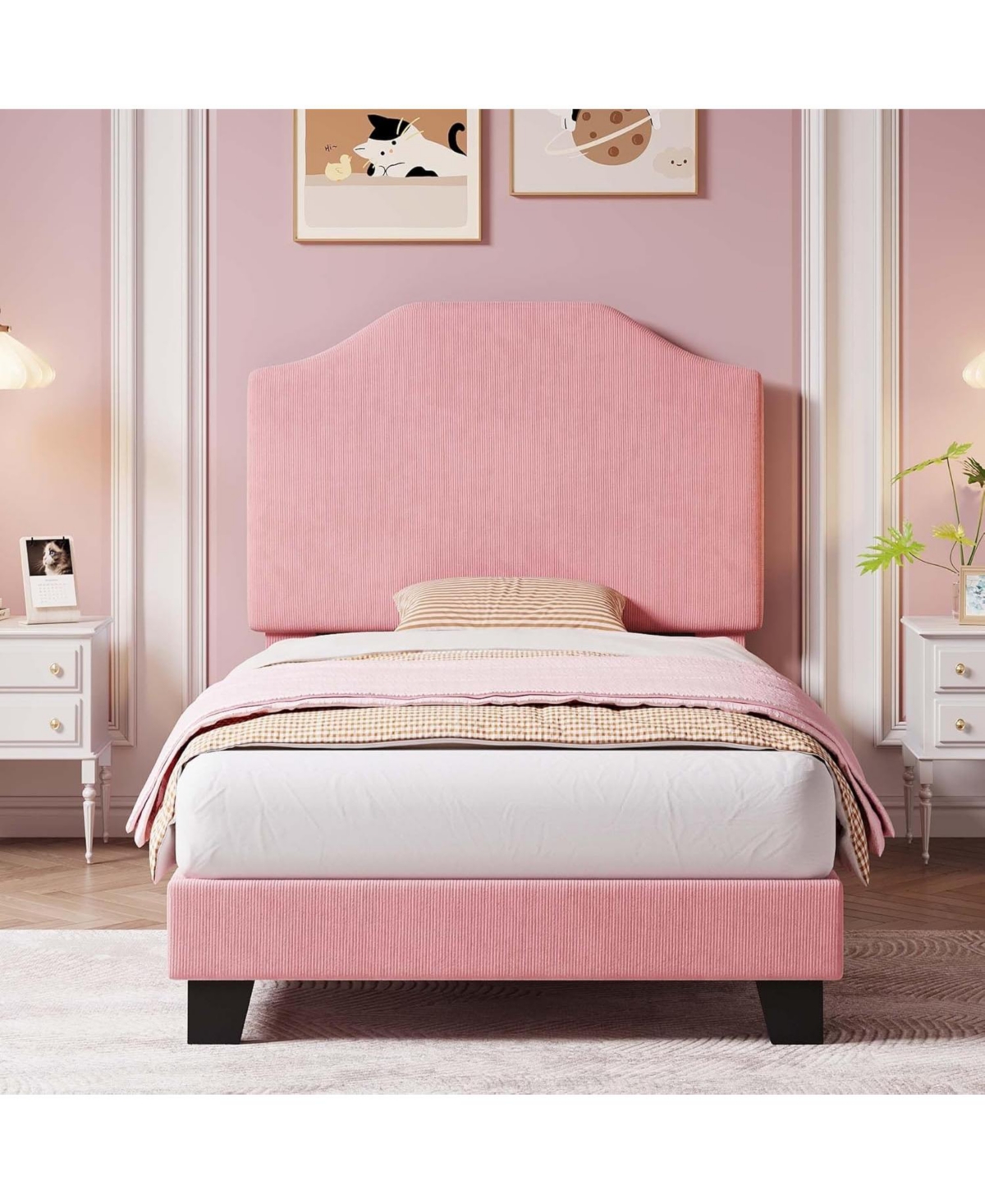 Click here for gaomon Twin Size Velvet Bed Frame  with Adjustable... prices