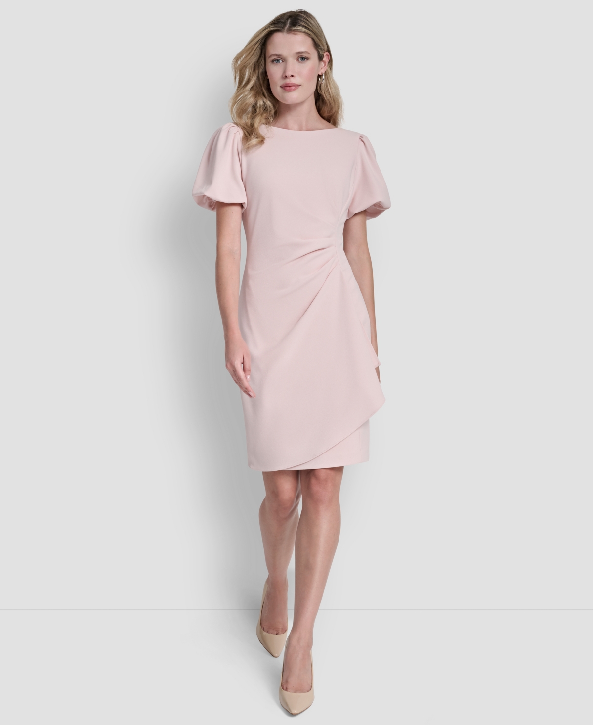 Click here for Dkny Womens Bubble Sleeve Scuba Crepe Ruched Sheat... prices