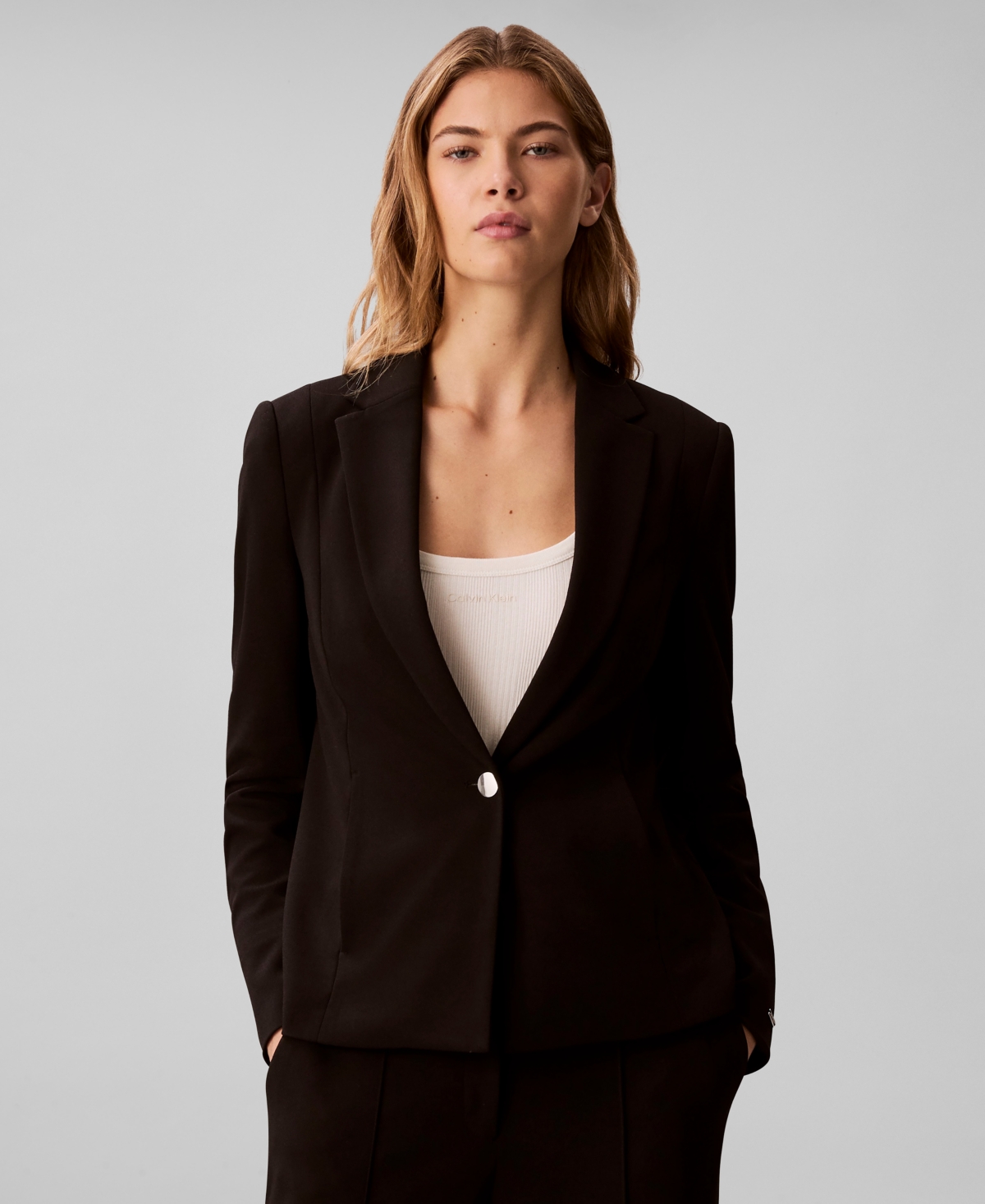 Click here for Calvin Klein Womens Notch Lapel Classic Blazer - B... prices