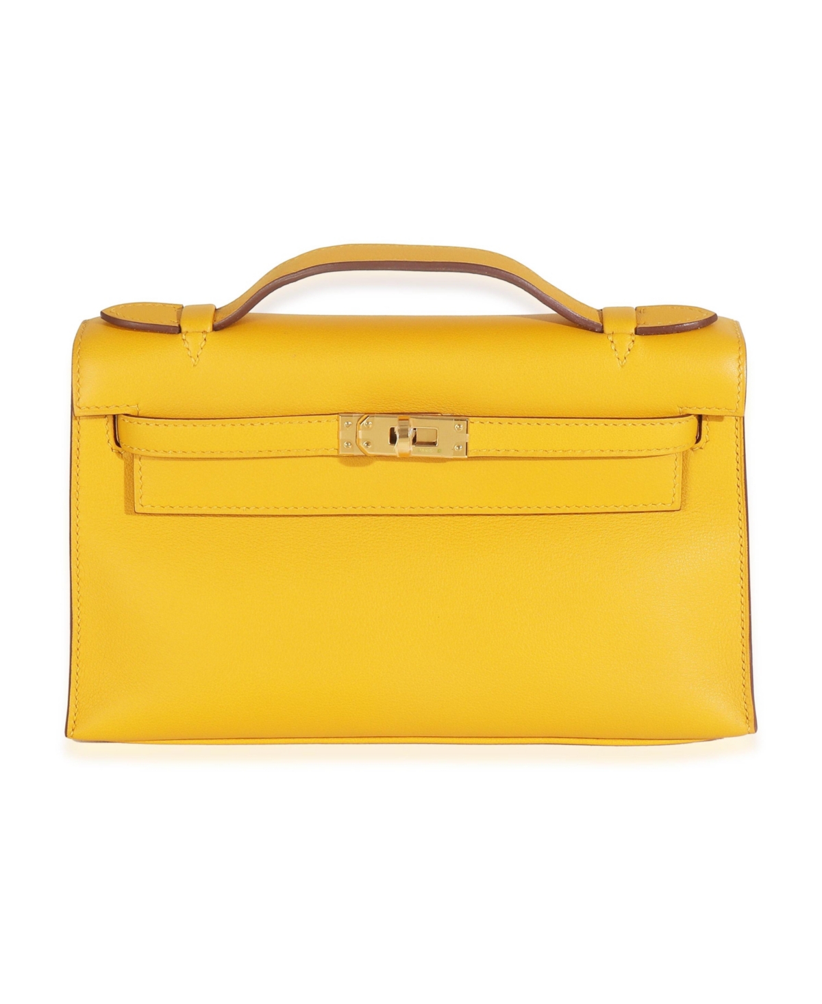 Click here for Pre-Owned Hermes Jaune Ambre Swift Kelly Pochette... prices