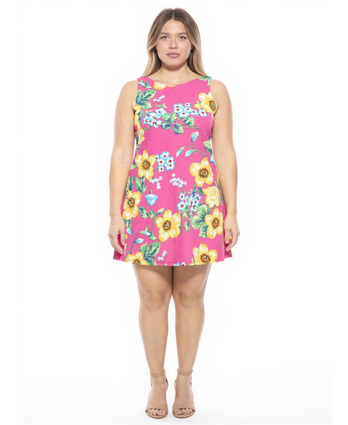 Click here for 24seven Comfort Apparel Plus Size Floral Round Nec... prices