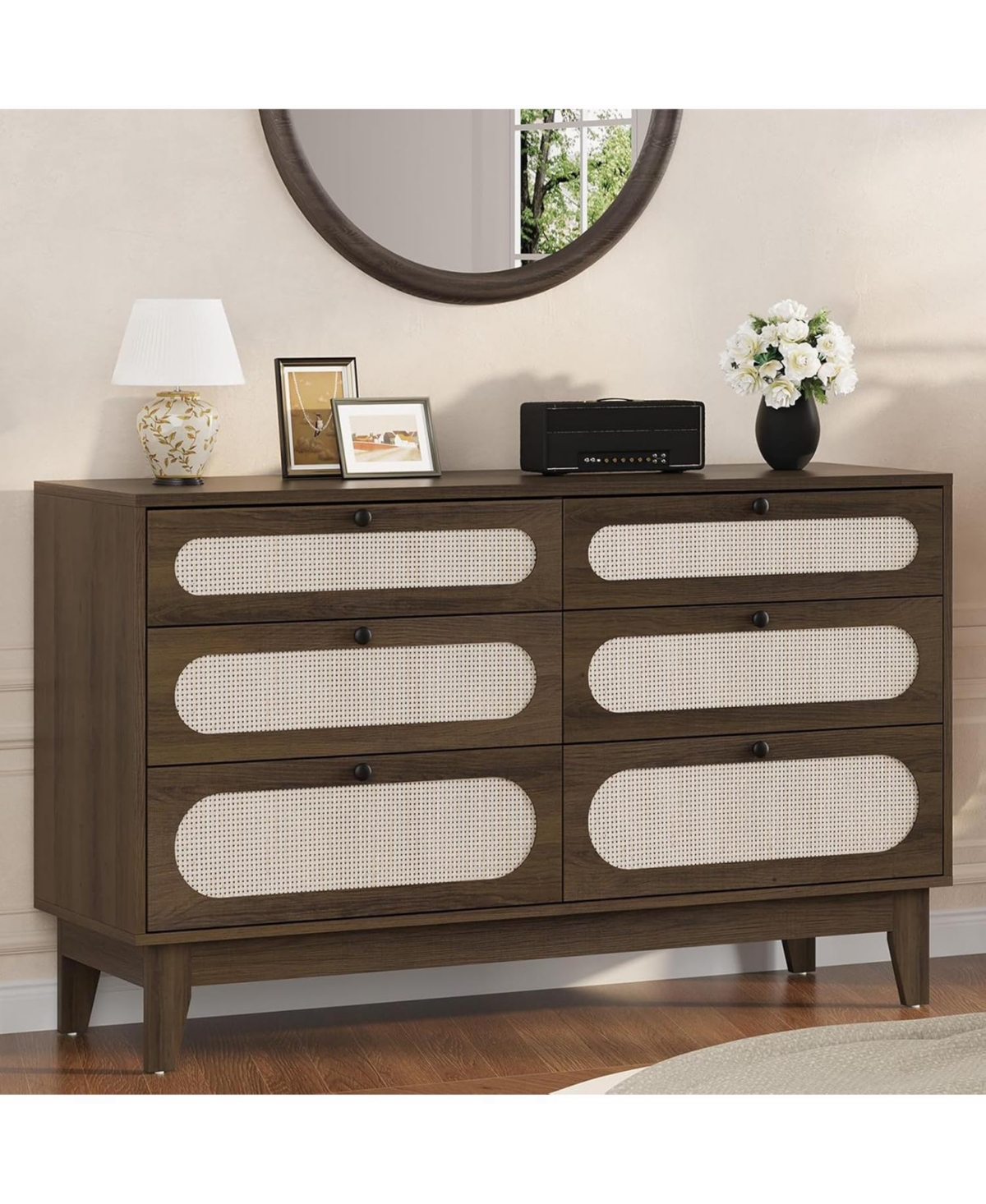 Click here for gaomon Rattan Dresser for Bedroom  6 Drawers Dress... prices