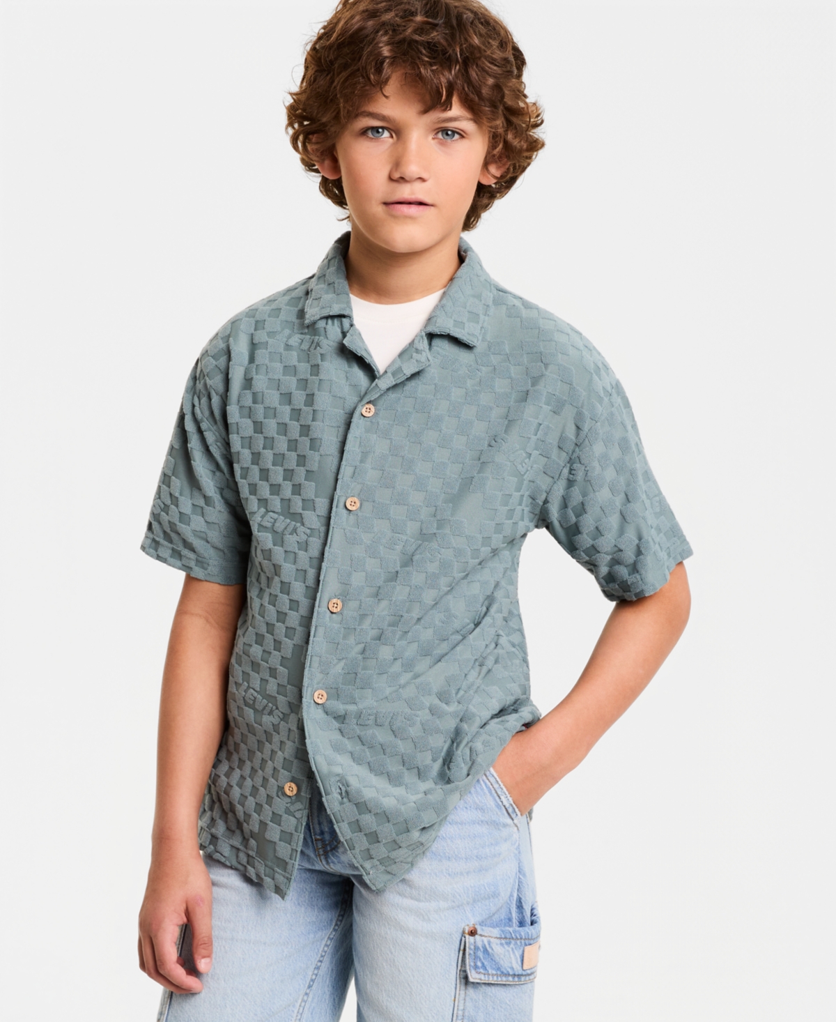 Click here for Levis Boys 8-20 Knit Camp Short-Sleeve Shirt - Lea... prices