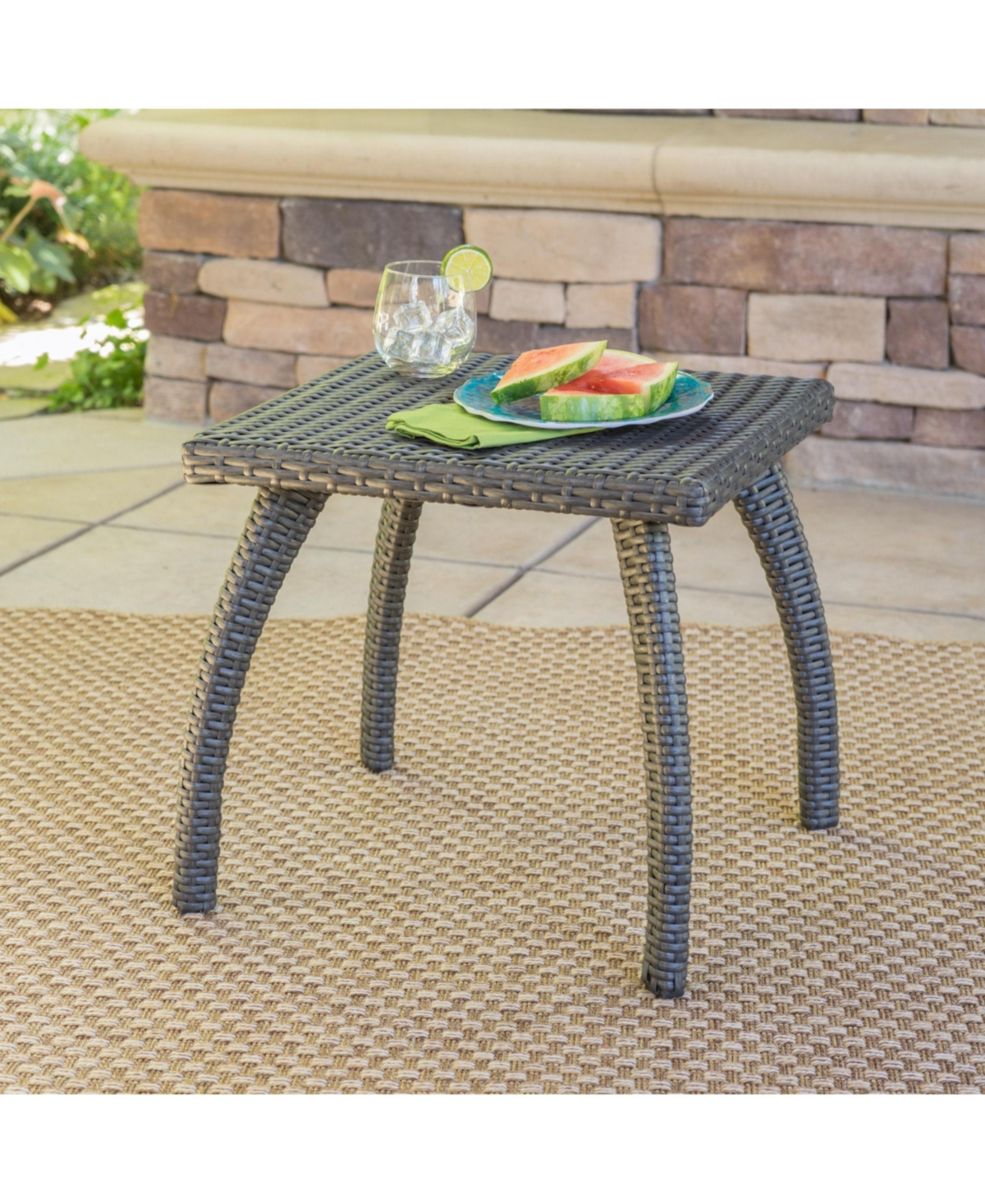 Click here for Flynama Outdoor Faux Wicker Side Table Powder Coat... prices