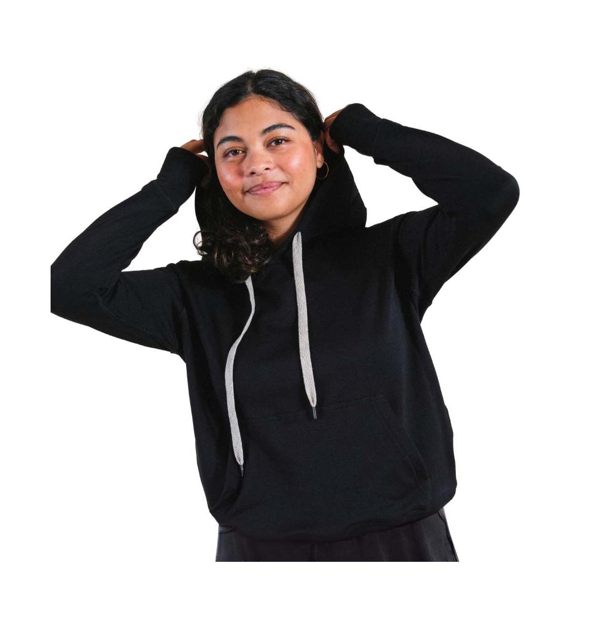 Click here for Poplinen Womens Betty Modal Hoodie - Black prices