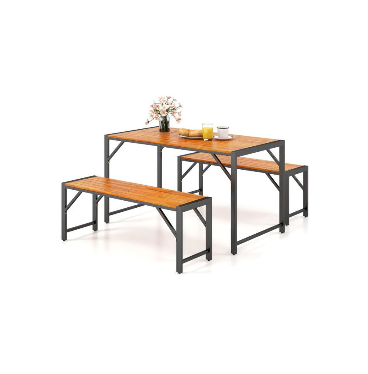 Click here for Mondawe 3 Pieces Patio Dining Set with Acacia Wood... prices