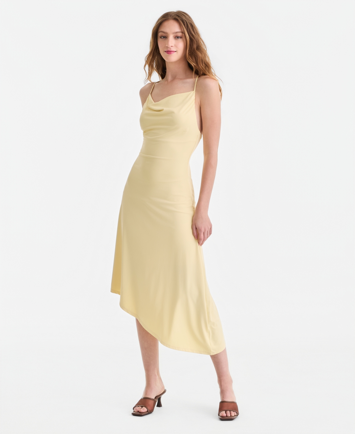 Click here for Bar Iii Womens Second Skin Asymmetric-Hem Slip Dre... prices