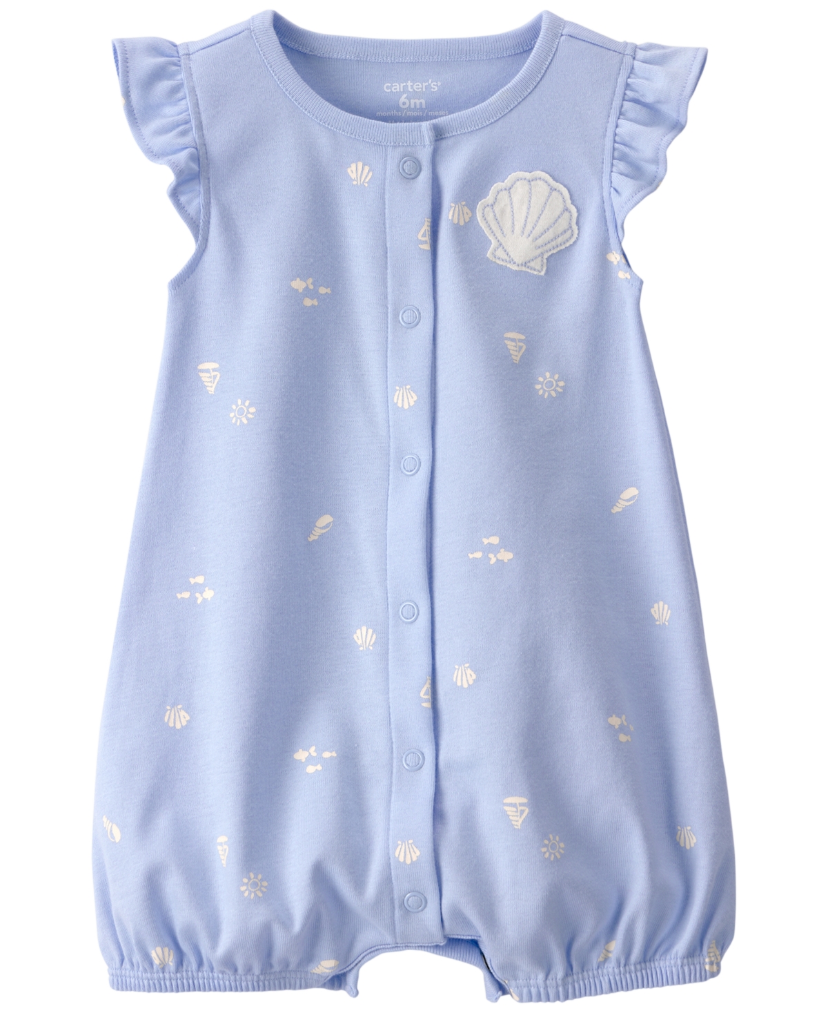 Click here for Carters Baby Girls Shell Print Flutter-Sleeve Romp... prices
