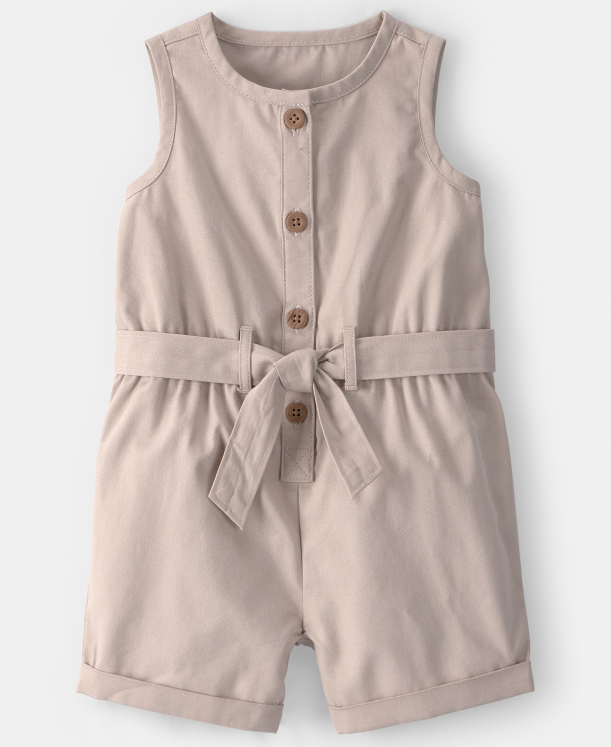 Click here for Carters Baby Girls Canvas Sleeveless Romper - Khak... prices