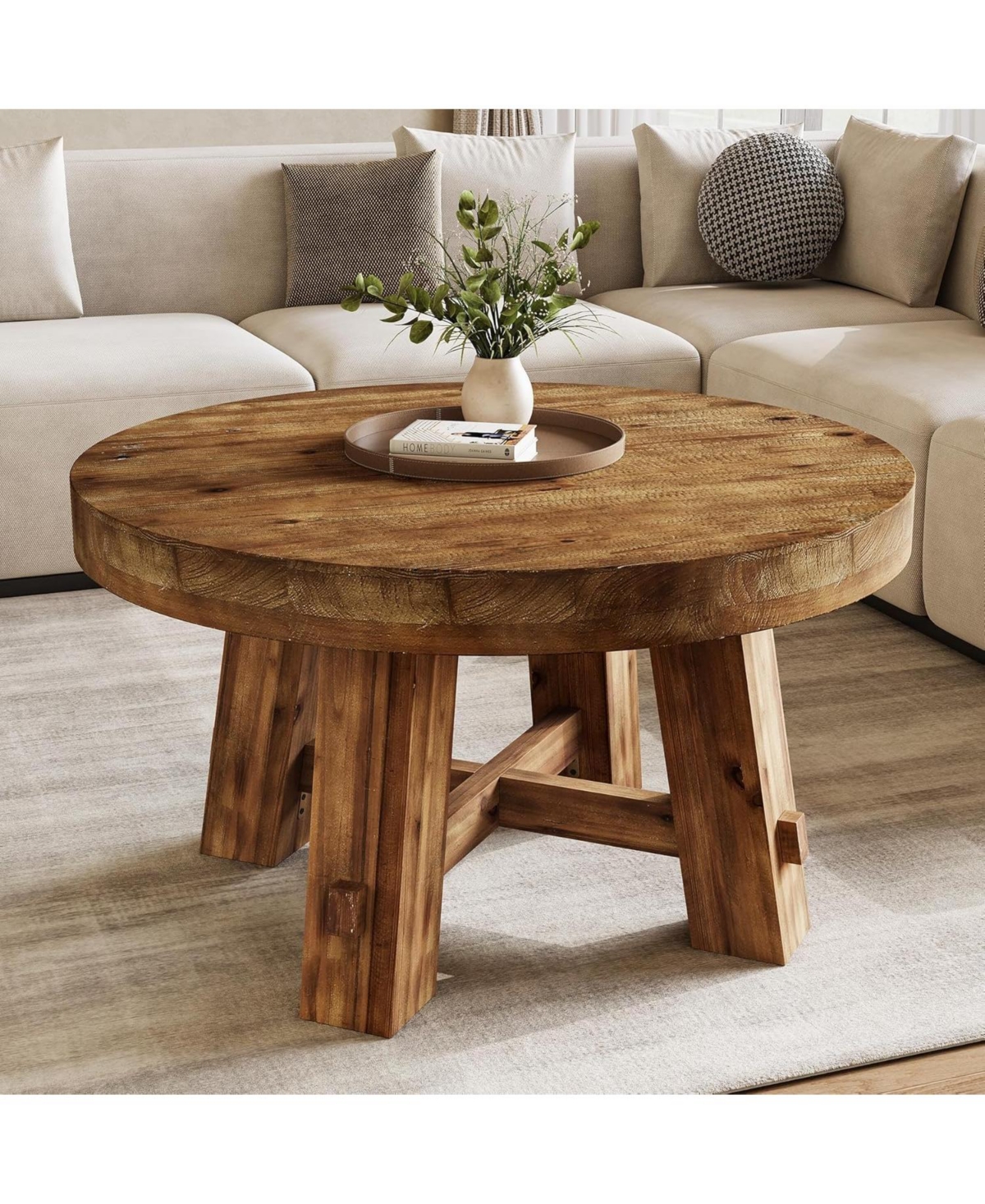 Click here for Tribesigns 31.5-Inch Round Coffee Table  Solid Woo... prices