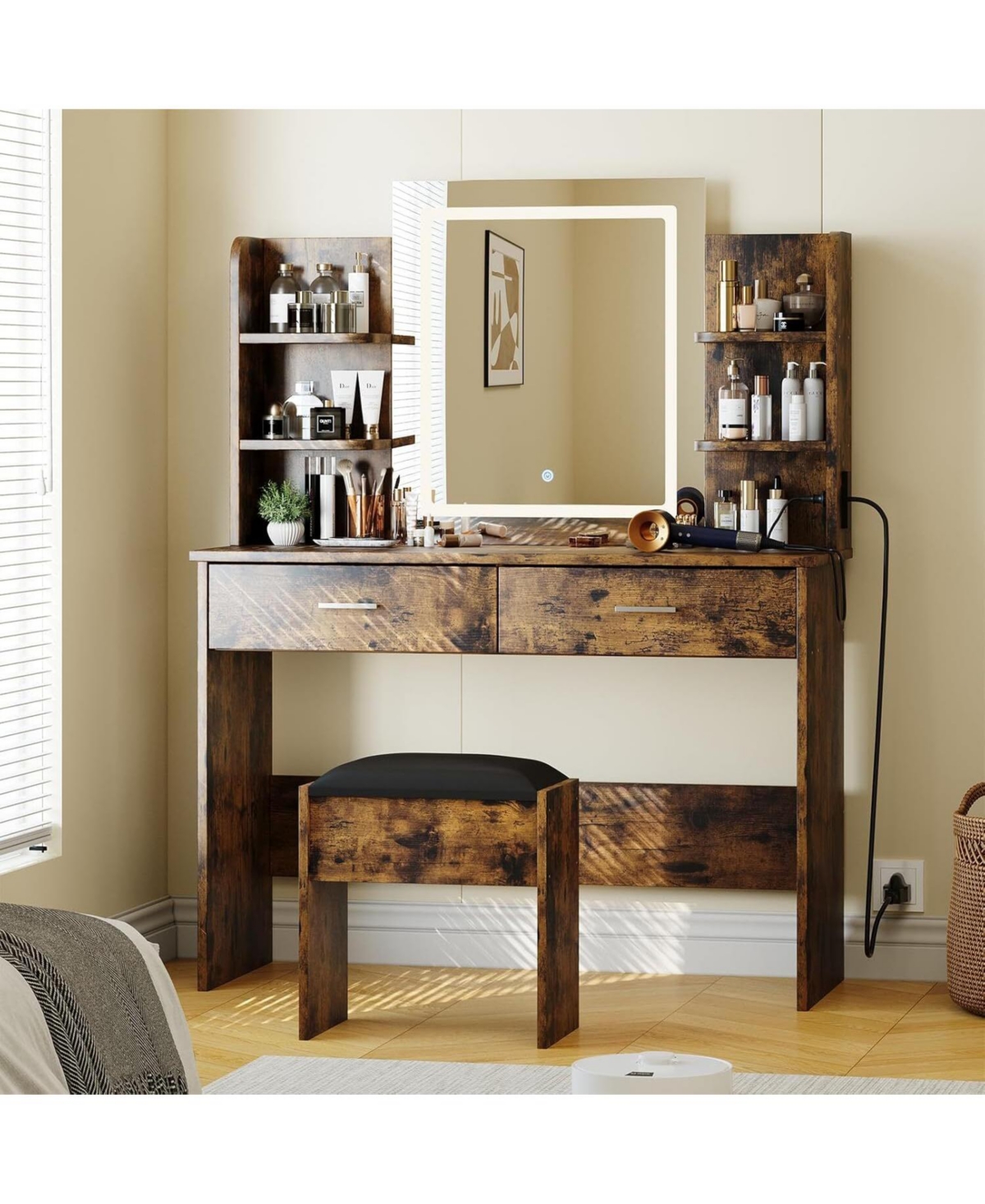 Click here for Gaomon 2-Drawer 6-Shelf Vanity Desk  Lighted Mirro... prices