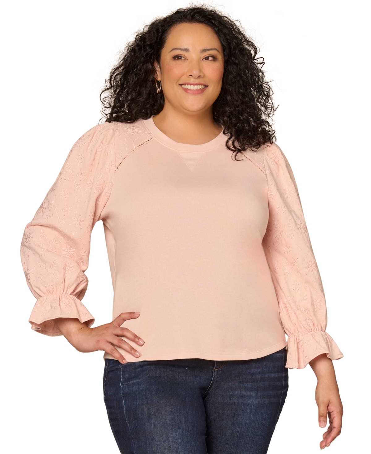Click here for Democracy Plus Size Die Cut Embroidered Scoop Neck... prices