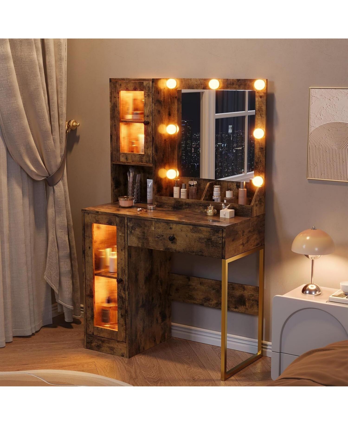 Click here for Gaomon Led Lighted Vanity Desk with Built-in Power... prices