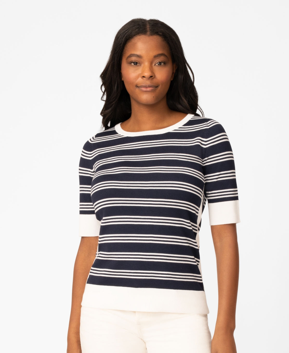 Click here for Melissa Paige Womens Contrast Stripe Boat Neck Swe... prices
