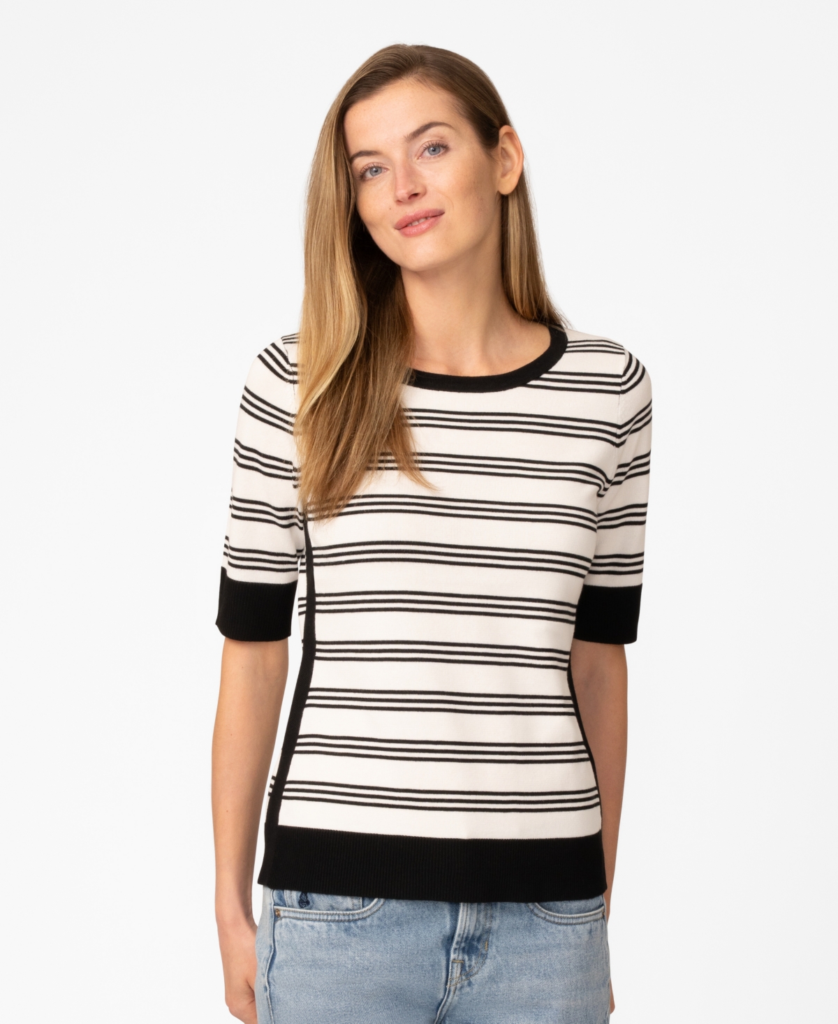 Click here for Melissa Paige Womens Contrast Stripe Boat Neck Swe... prices