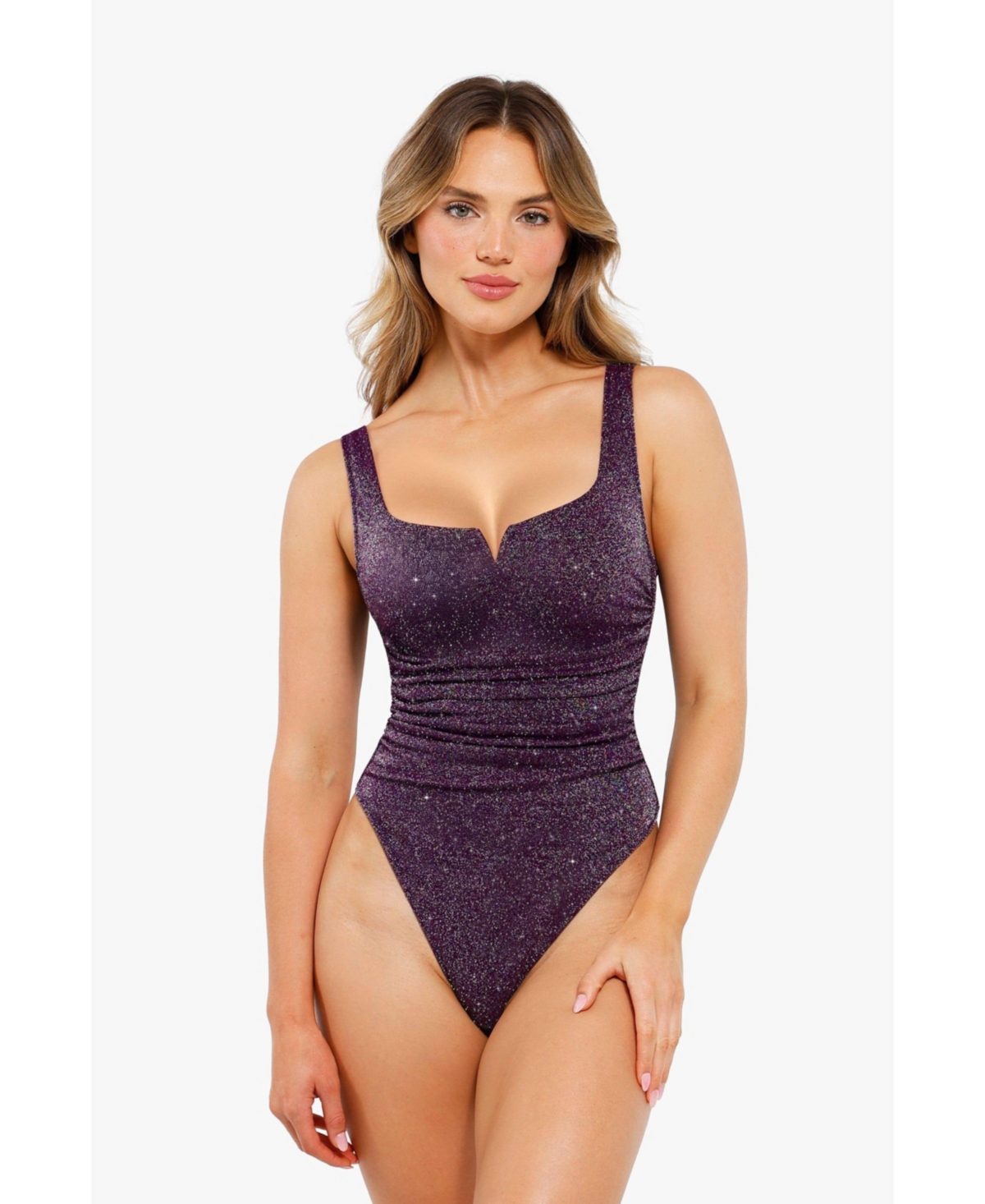 Click here for Popilush Womens Shapewear Ruched Metallic Knit Squ... prices