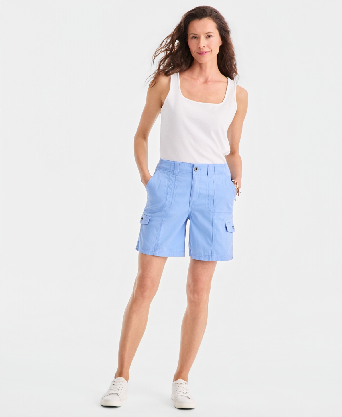 Click here for Style & Co Womens Mid-Rise Comfort-Waist Cargo Sho... prices