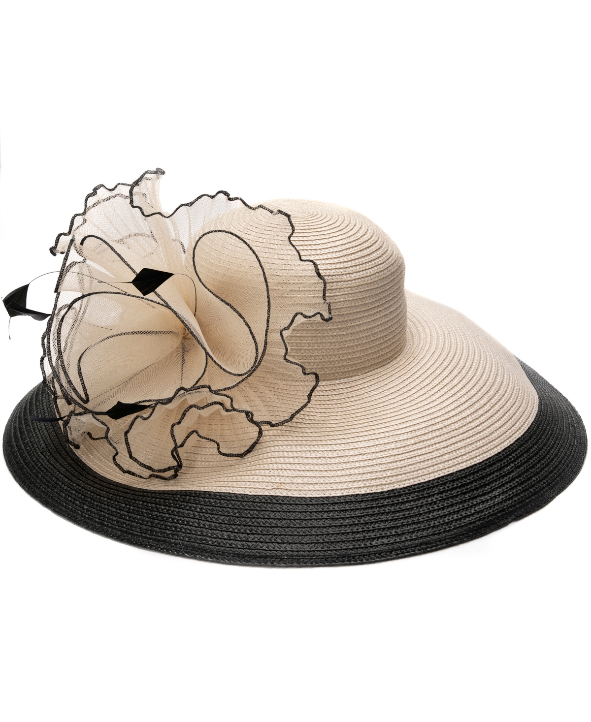 Click here for August Hats Two-Tone Extra Wide Brim Hat - Black T... prices