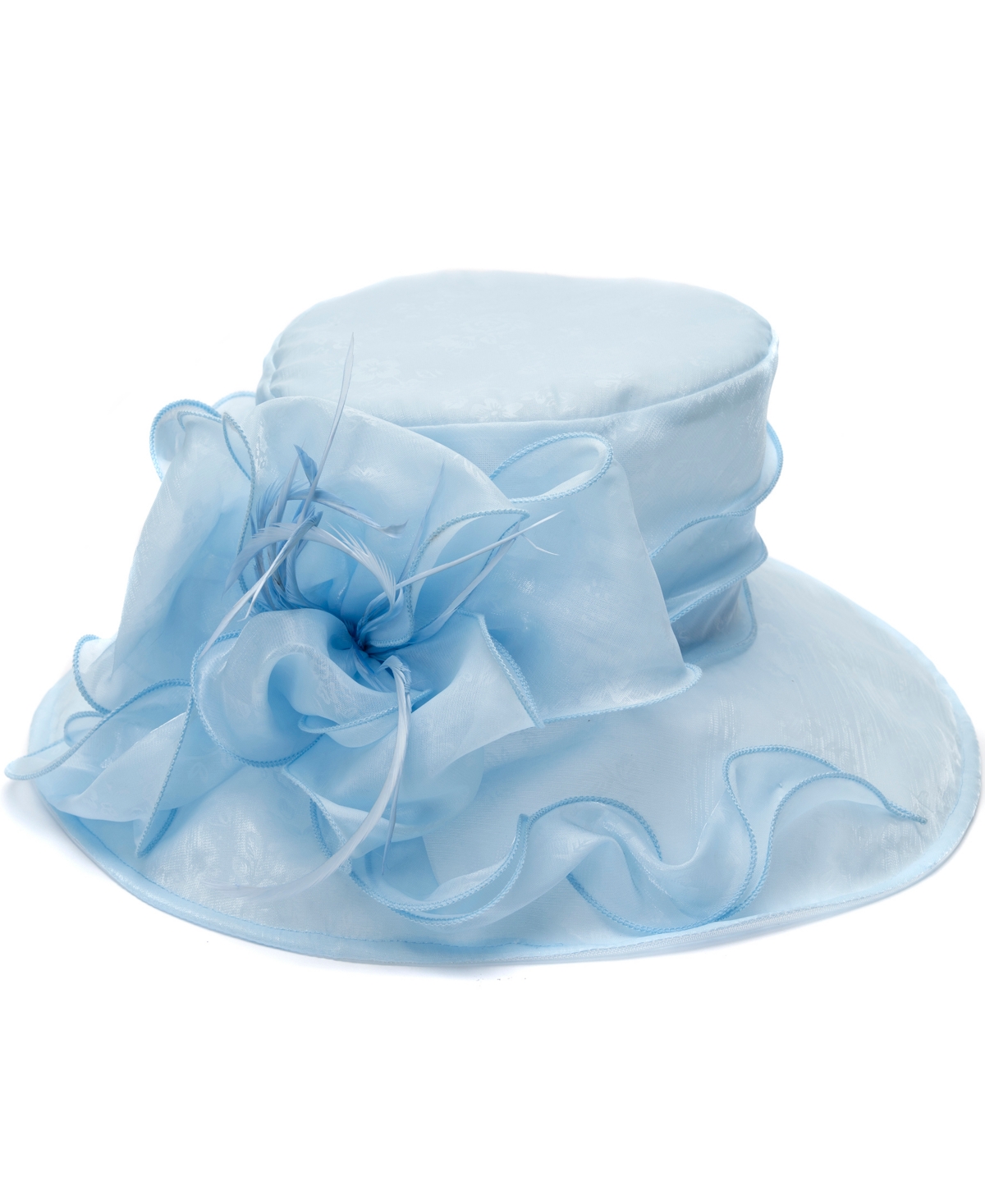 Click here for August Hats Lace Organza Wide Brim Hat - Pale Blue prices
