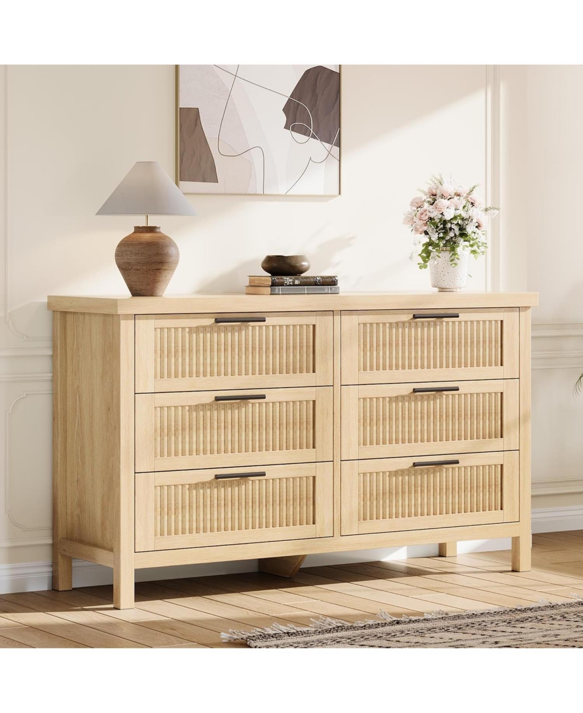 Click here for gaomon Fluted 6 Drawer Dresser for Bedroom  47in W... prices